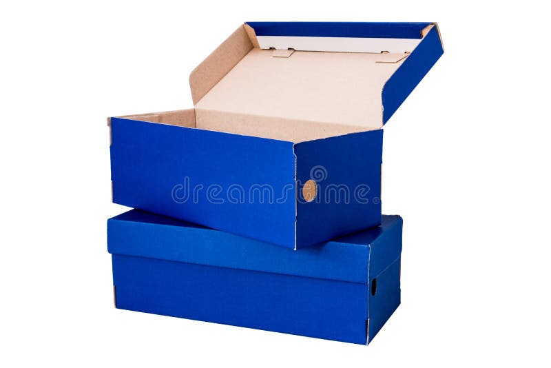 Blue Shoe Box Isolated On White Background. Stock Photo - Image of ...