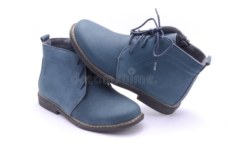 Blue Shoes with Laces Isolated on White Stock Image - Image of fashion ...