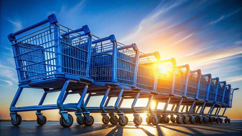 Blue Shopping Cart Stack Silhouette a Powerful Visual Representation of ...