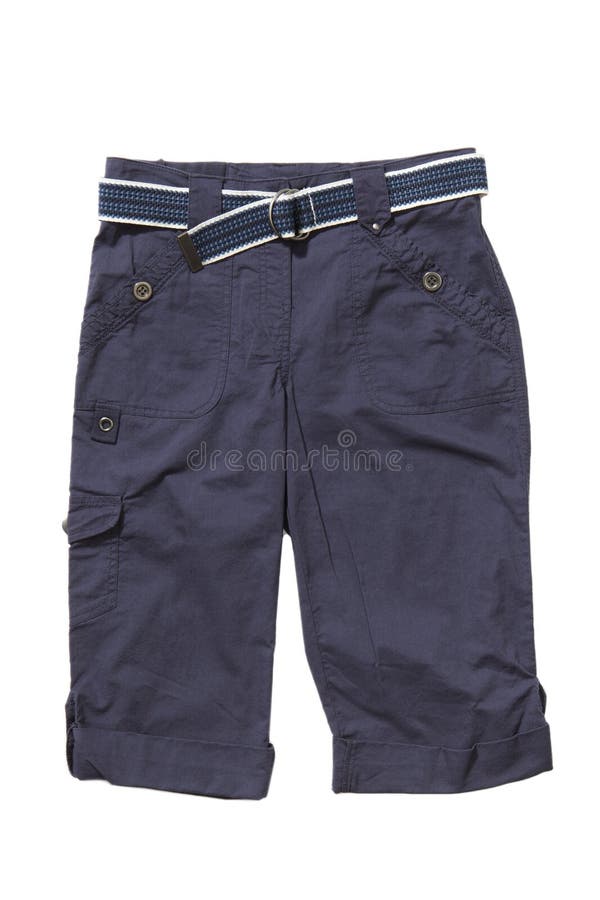 Blue Shorts Isolated on White Stock Image - Image of fabric, indigo ...