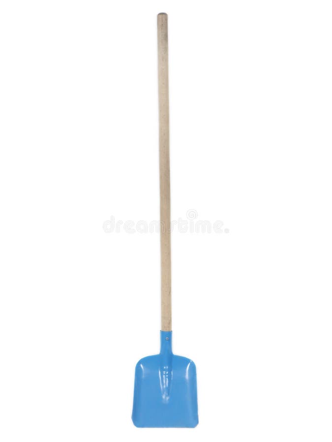 Blue Shovel from Plastic with Wooden Tail for Kids in Sand on a Stock ...