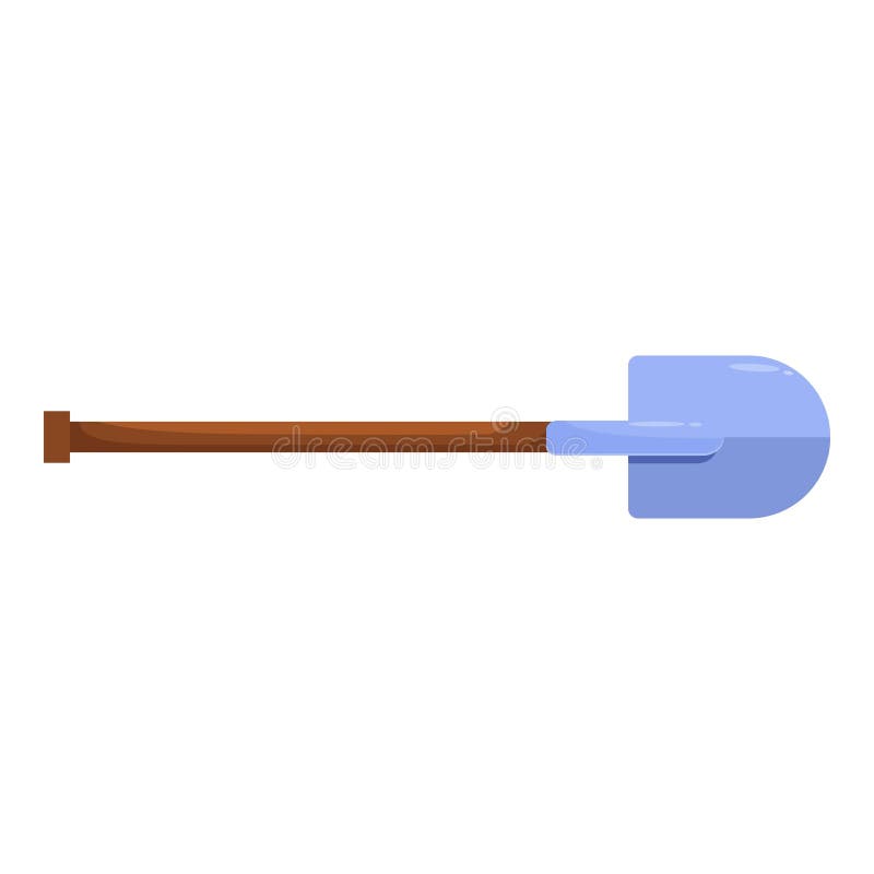 Blue Shovel with Wooden Handle Lying on the Ground Stock Vector ...