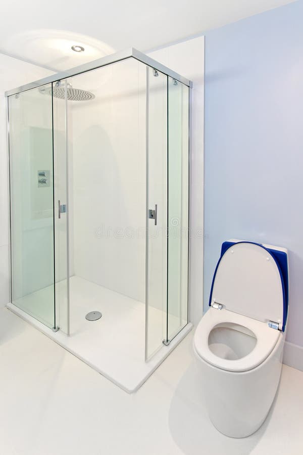 Blue shower stock image. Image of home, corner, glass - 19509293