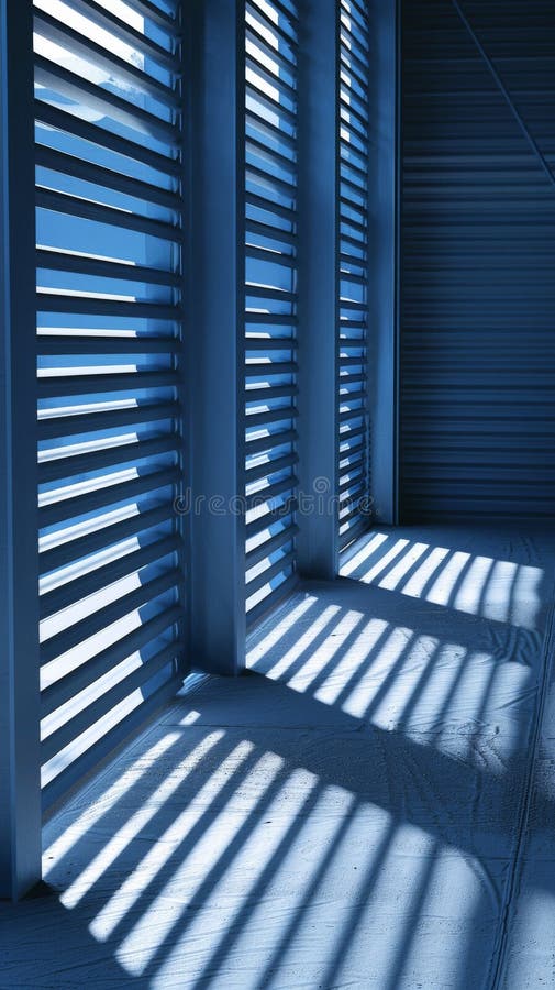 Blue Shutters Casting Shadows on a Wall Stock Photo - Image of ...