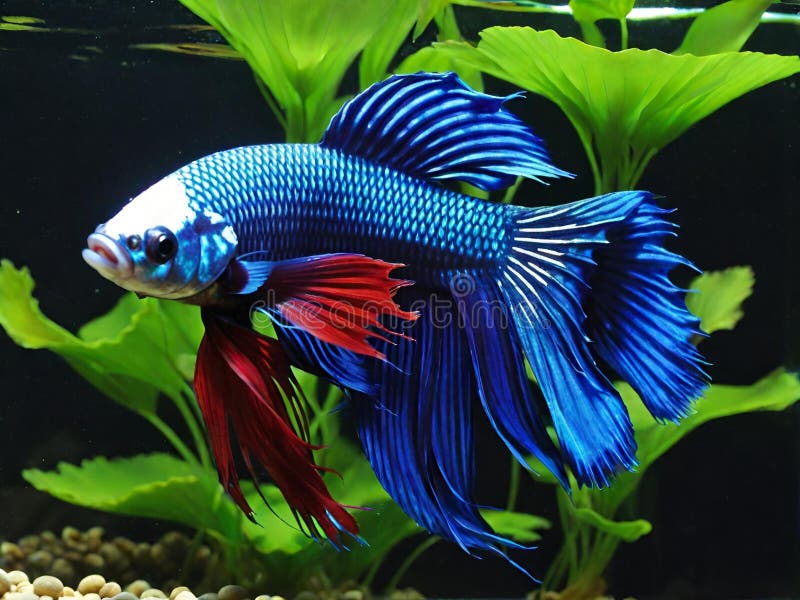 Blue siamese fish in water stock illustration. Illustration of aquarium ...