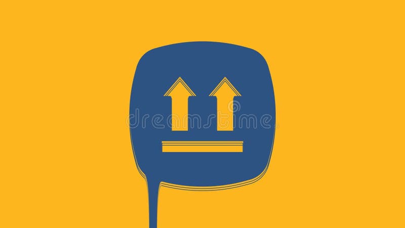 Blue this Side Up Icon Isolated on Orange Background. Two Arrows ...