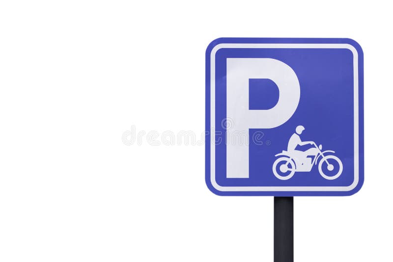 Blue Sign Board of Bicycle and Motorcycle Parking. Blue and White ...