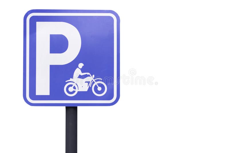 Blue Sign Board of Bicycle and Motorcycle Parking. Blue and White ...