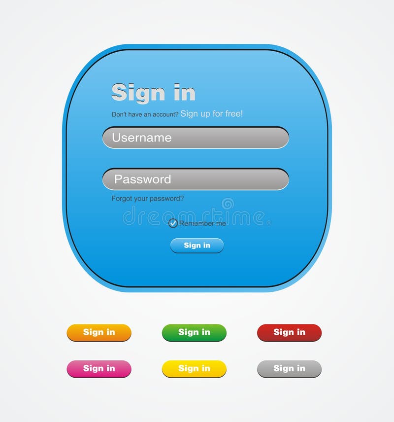 Sign in, Sign Up, Log in Form Stock Illustration - Illustration of ...