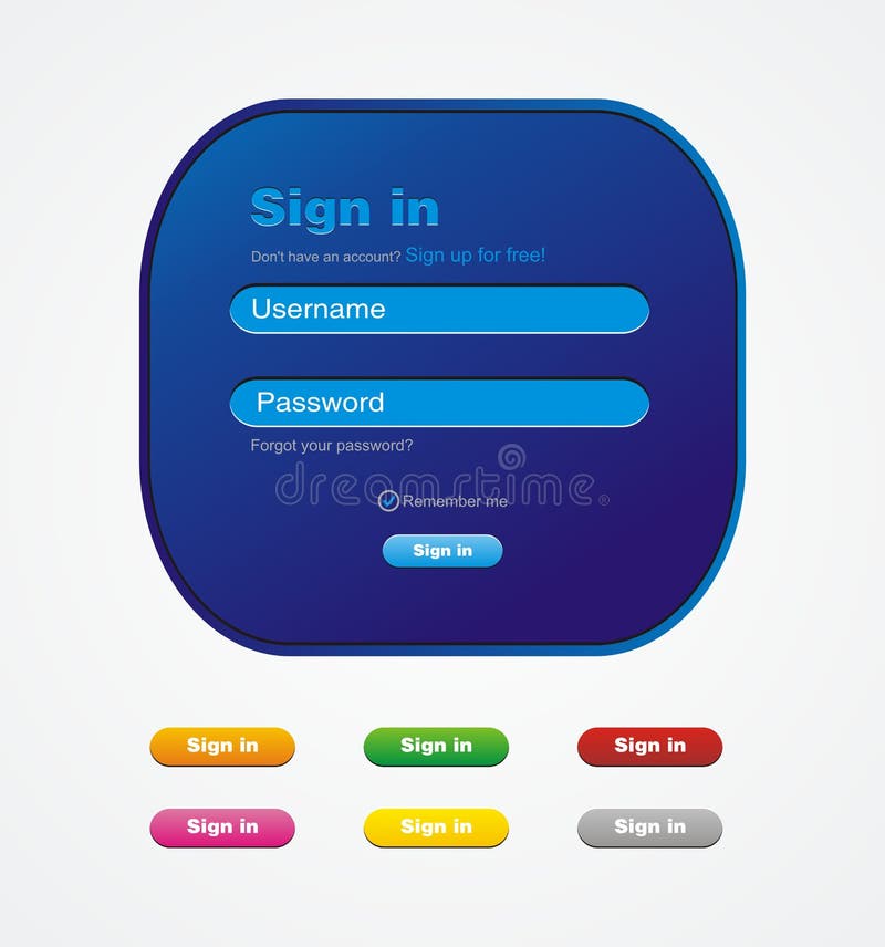 Sign in, Sign Up, Log in Form Stock Illustration - Illustration of ...