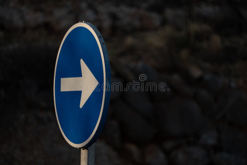 Blue Sign with a White Arrow Pointing Upwards. Stock Photo - Image of ...