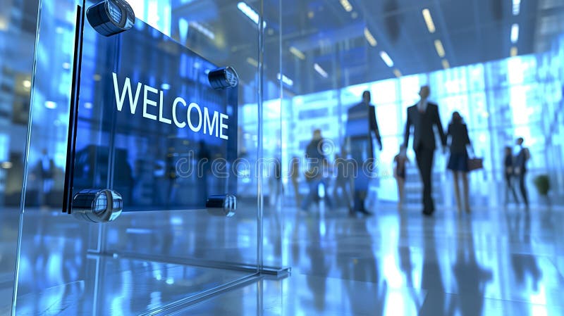 A Blue Sign with the Word "welcome" Written on it Stock Illustration ...