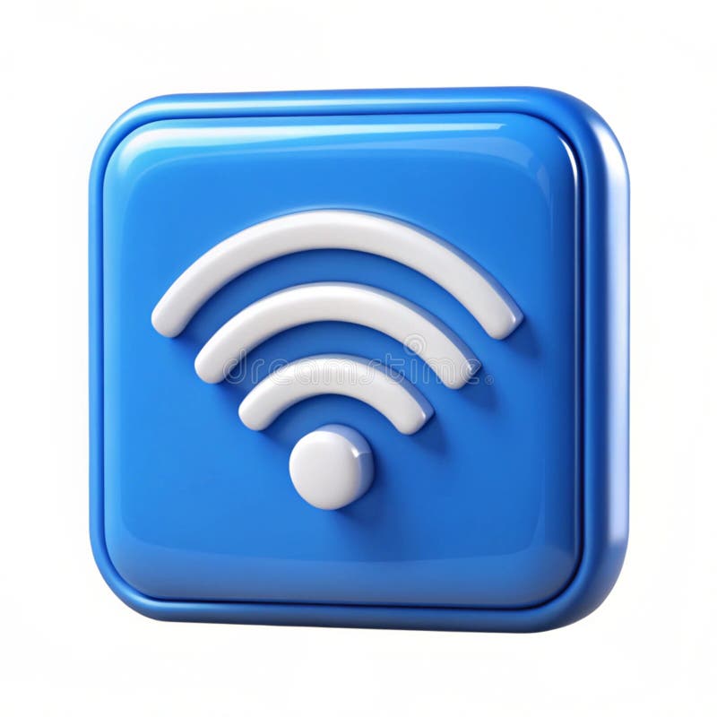 Blue Signal 3D Icon on White Background Stock Illustration ...