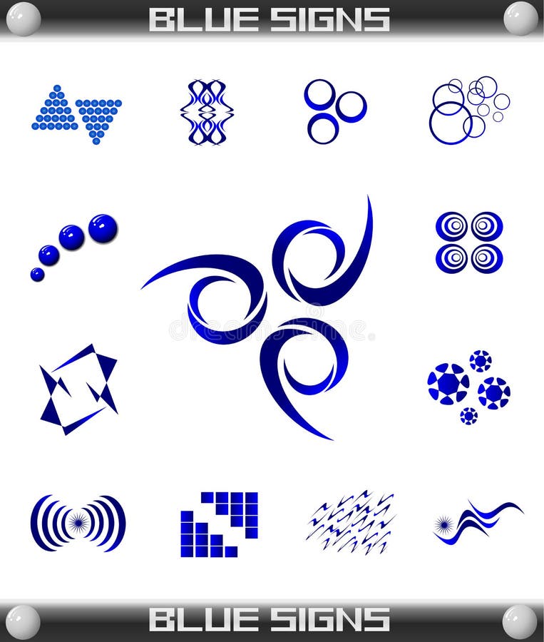 Blue Signs Set Vector, Easily Editable. Stock Vector - Illustration of ...