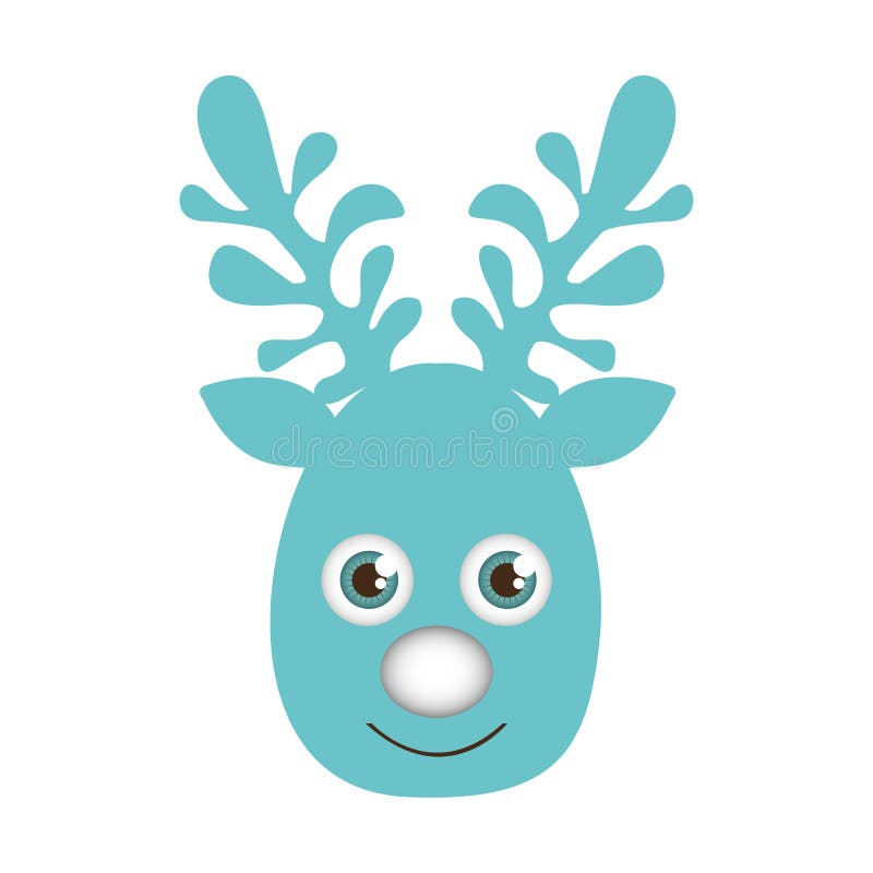 Blue Silhouette Cute Face Reindeer Animal Stock Illustration ...
