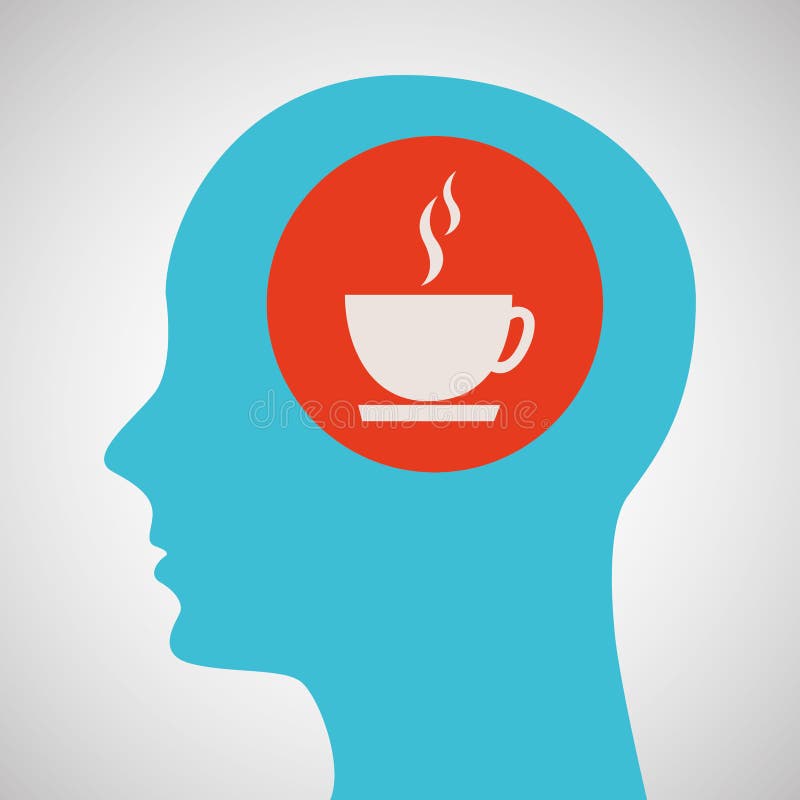 Blue Silhouette Head Cup Coffe Icon Design Stock Vector - Illustration ...