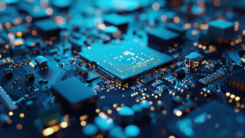 A Blue Silicon Chip with Technology Stock Photo - Image of processing ...