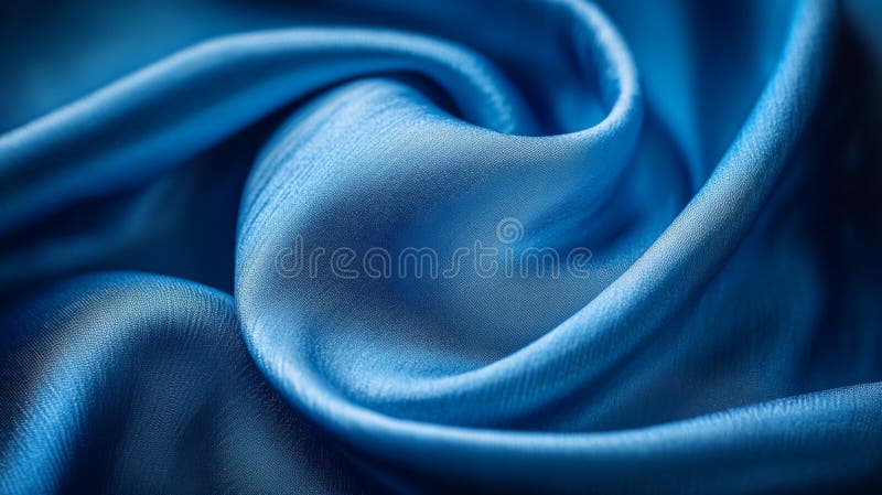 Blue Silk Fabric Draped in Soft Waves Stock Illustration - Illustration ...