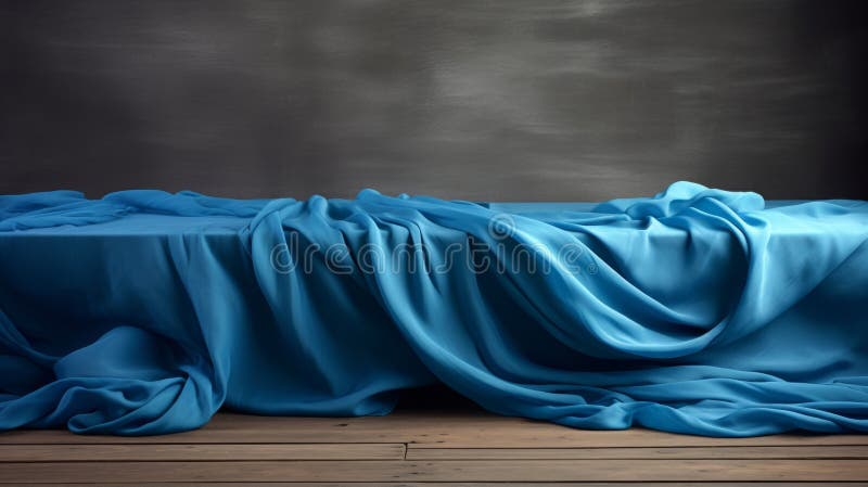 Blue Silk Fabric Draped on Table Stock Illustration - Illustration of ...