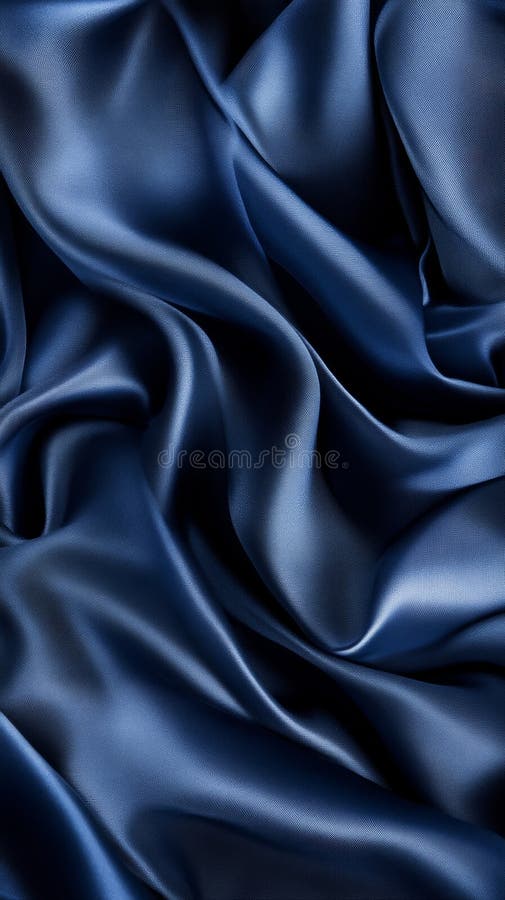 Blue Silk Fabric with Flowing Curves and Textures Stock Image - Image ...