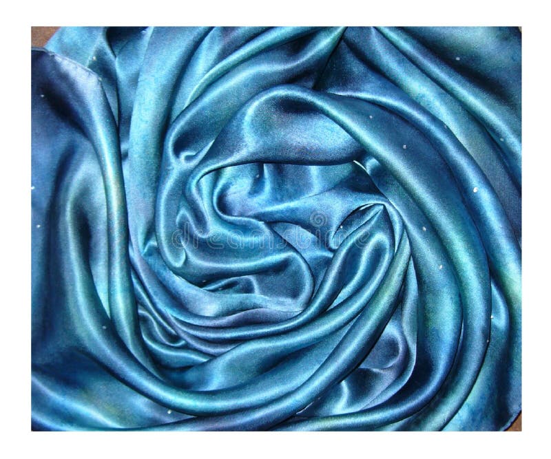Blue Silk Fabric. Natural Silk Stock Photo - Image of leaf, pleated ...