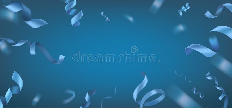 Blue Silk Flying Ribbons. Realistic Illustration with Copy Space ...