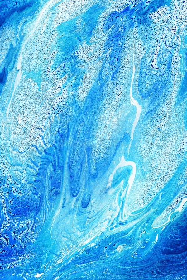 Blue with Silver Abstract Hand Painted Background, Marble Texture ...