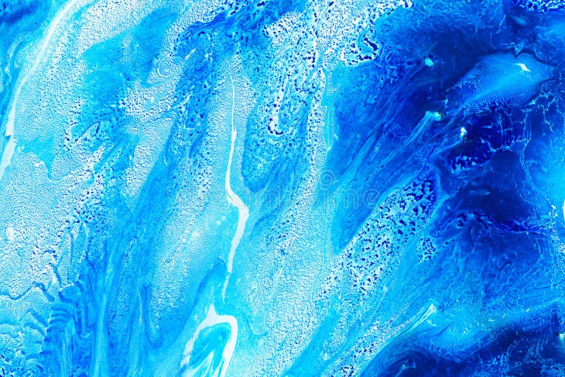 Blue with Silver Abstract Hand Painted Background, Marble Texture ...