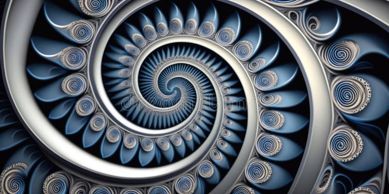 Blue and Silver Abstract Recursive Spiral Texture Pattern, Wallpaper or ...
