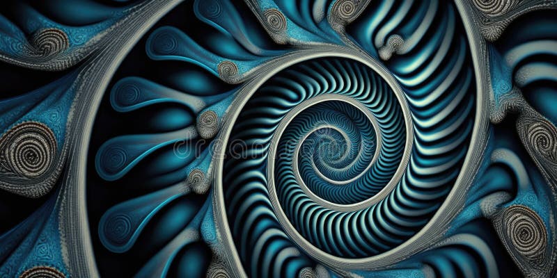 Blue and Silver Abstract Recursive Spiral Texture Pattern, Wallpaper or ...