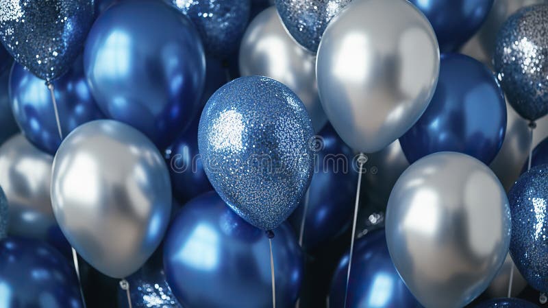 Blue and Silver Balloons Background Stock Illustration - Illustration ...