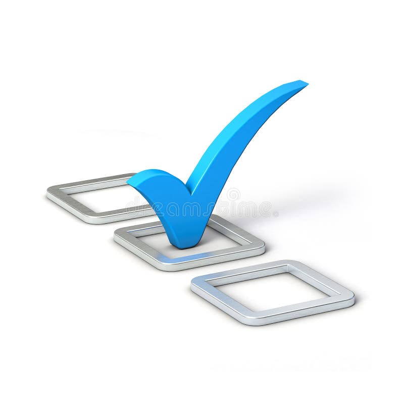 Blue Silver Check Mark Isolated on a White Background. 3D Illustration ...