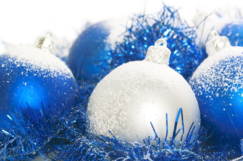 Blue Christmas Bulbs stock image. Image of gold, pine - 3544189