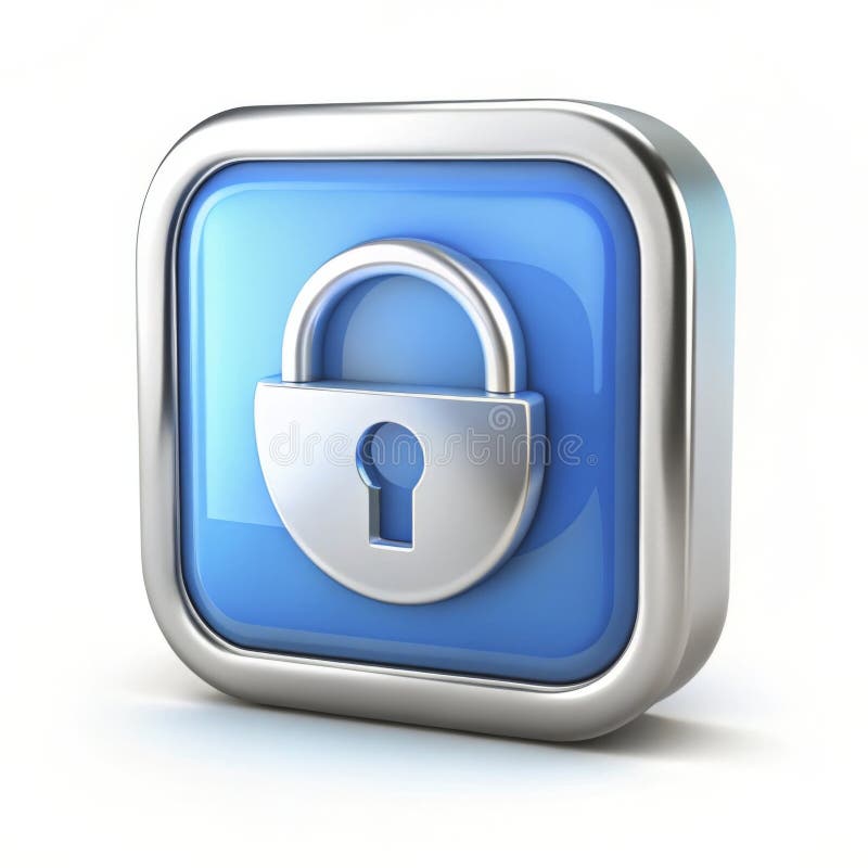 Blue and Silver Closed Padlock Icon Symbolizing Data Security, Access ...
