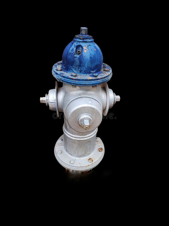 Blue and Silver Fire Hydrant Isolated on Black Editorial Stock Photo ...