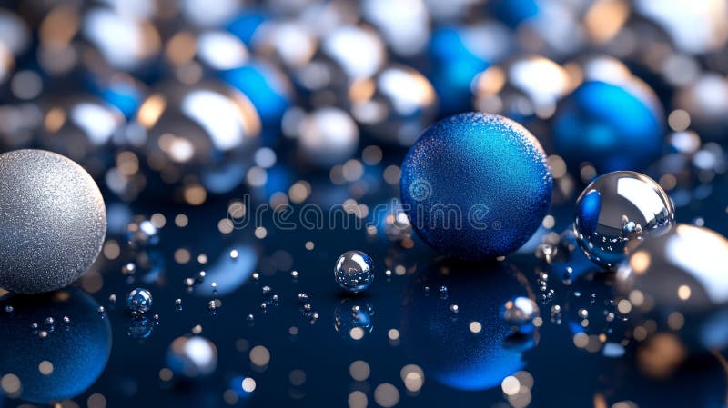 Blue and Silver Glittering Spheres Abstract Background Stock ...