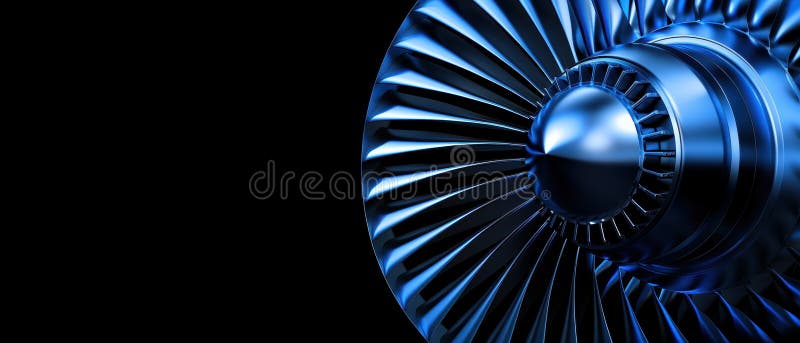 A Blue and Silver Jet Engine with a Black Background Stock Illustration ...