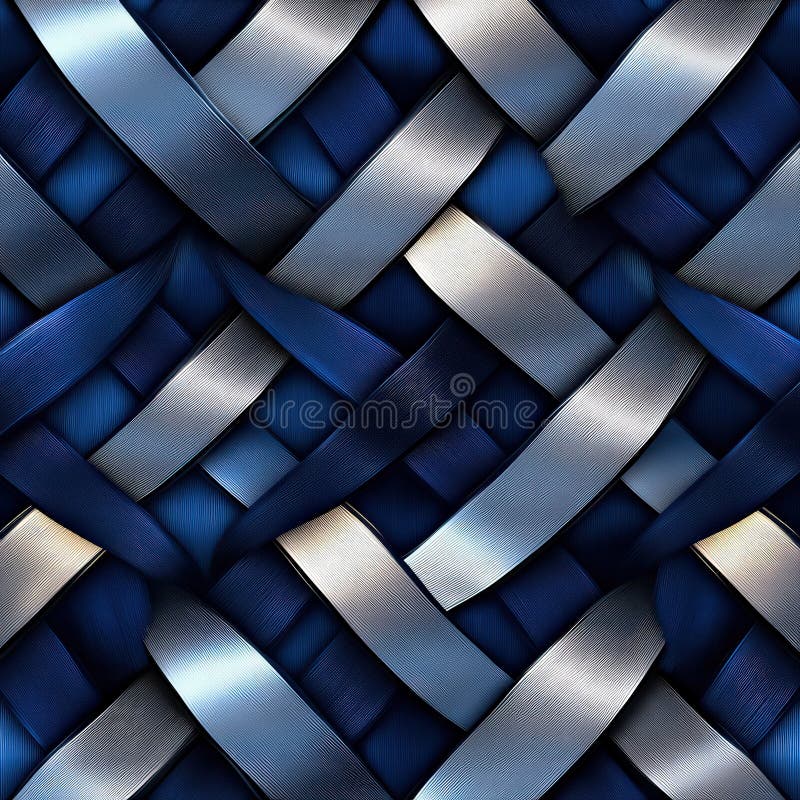 Blue and Silver Metallic Texture of Interwoven Strips Pattern Stock ...