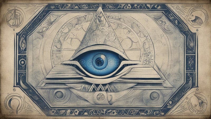 A Blue and Silver Mystical Drawing of the Third Eye, All-seeing Eye ...