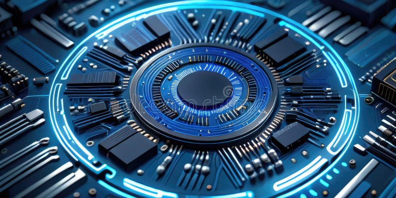 A Blue and Silver Processor Circuit Stock Illustration - Illustration ...