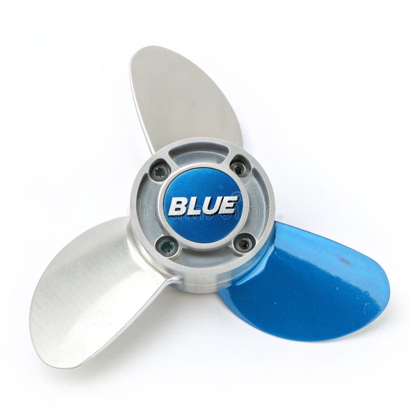 Blue and Silver Propeller Labeled Blue Isolated on White Background ...