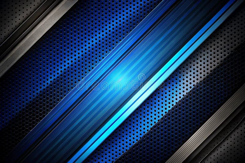 Blue Silver Stripes Perforated Metal Background Tech Design Stock ...