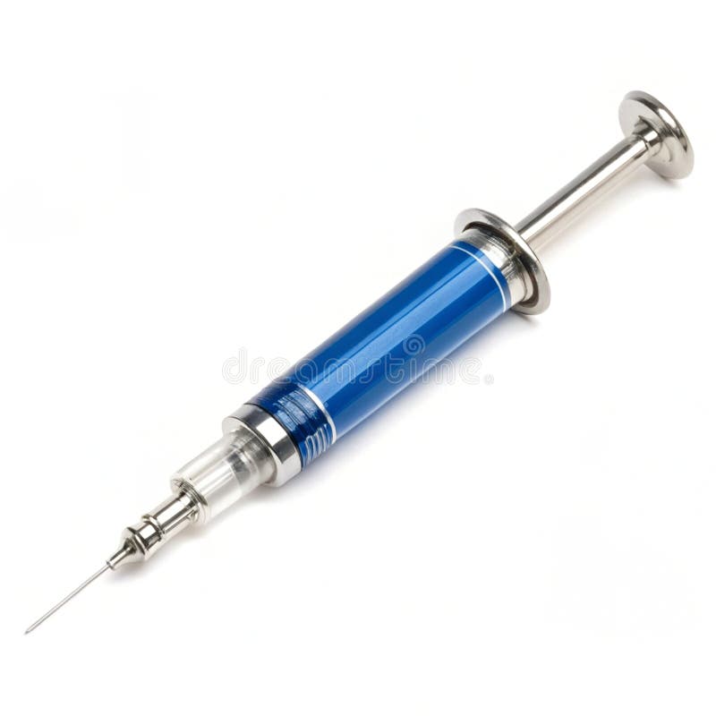 Blue and Silver Syringe with Needle Stock Illustration - Illustration ...