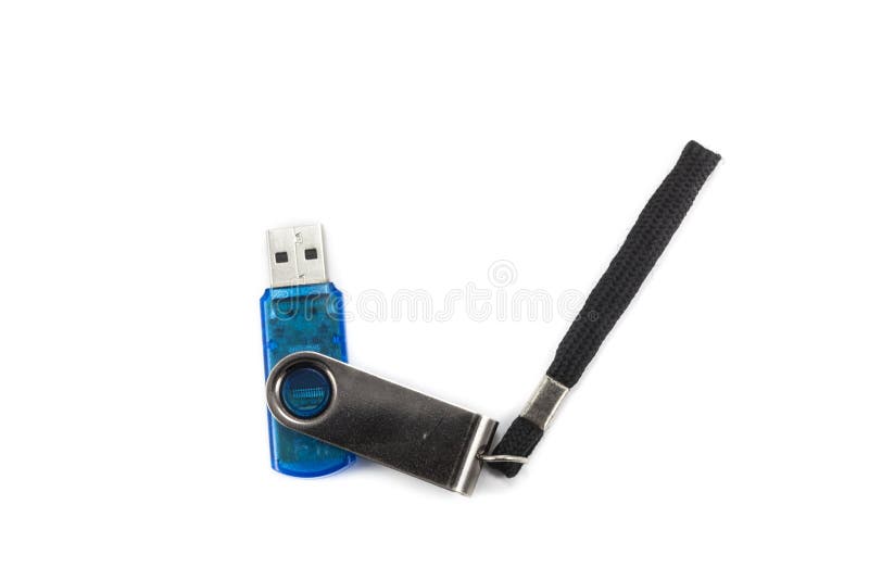 Blue and silver USB stick stock image. Image of connection - 217589745