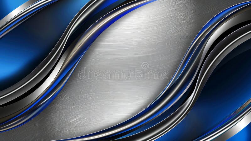 Blue and Silver Waves on Metal Background Stock Illustration ...