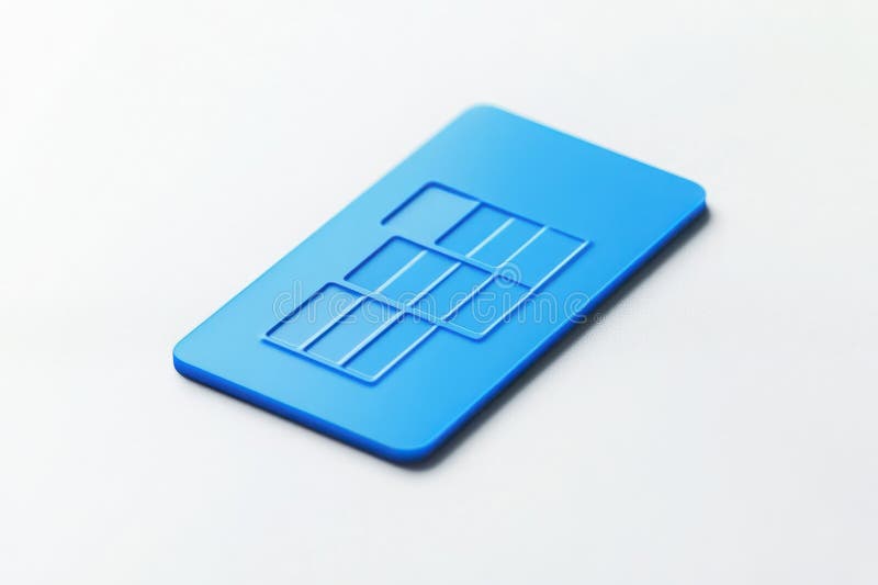 A Blue SIM Card with a Grid Pattern and Cutout Corner for Themes of ...