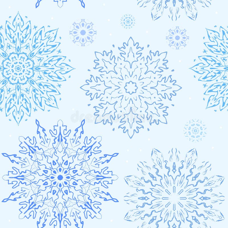 Blue Simple Snowflake Seamless Pattern Stock Illustration ...
