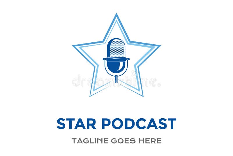Blue Simple Star with Mic Microphone for Podcast Radio Recording Studio ...