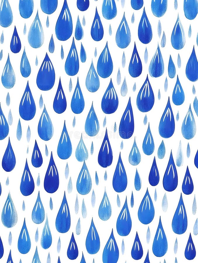 Blue Water Teardrops Pattern Paint Drawing Stock Illustration ...