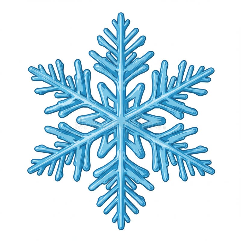 A Blue, Six-sided Snowflake with Symmetrical, Intricate Branches. the ...
